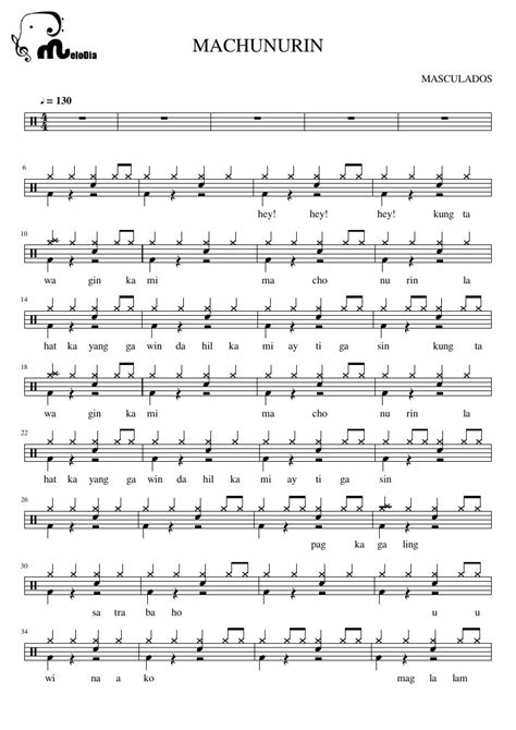 Machunurin Masculados 드럼 Tab 드럼가사반주 악보 멜로디아 Pdf 악보