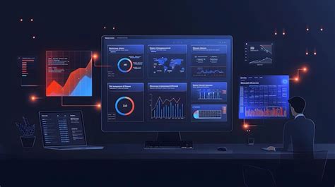 Premium Photo Analyst Reviewing Data On Multiple Digital Screens