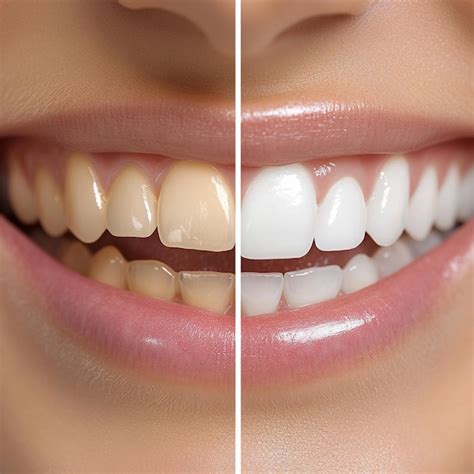 Closeup Of A Patients Smile Before And After Teeth Whitening Premium