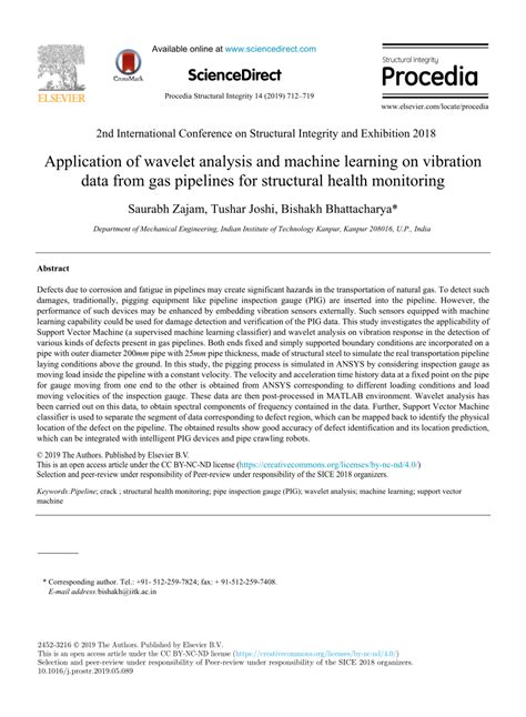 Pdf Application Of Wavelet Analysis And Machine Learning On Vibration Data From Gas Pipelines