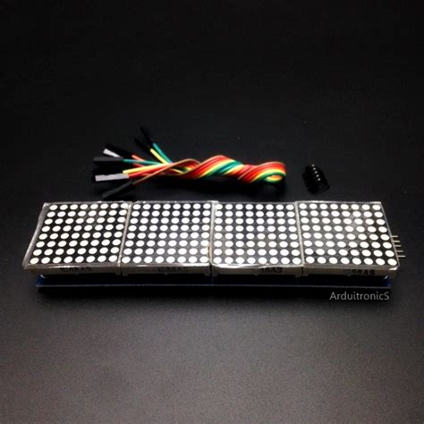 เหลืองอมเขียว Led Matrix Driver Max7219 Ic Driver Module Led Dot Matrix 8x8 ขนาด 32mm X 32mm 4