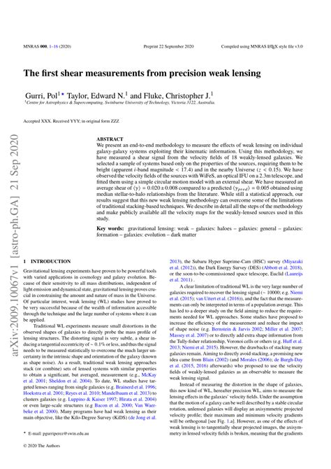 Pdf The First Shear Measurements From Precision Weak Lensing