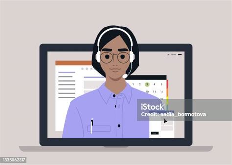 헤드셋 온라인 고객 서비스 정보 라인을 착용한 젊은 여성 핫라인 도우미 고객 서비스 담당자에 대한 스톡 벡터 아트 및 기타 이미지 고객 서비스 담당자 서비스 전화