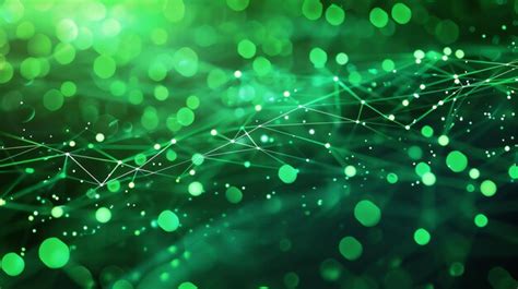 Abstract Glowing Green Neural Network On Dark Background Artificial Intelligence Deep Learning