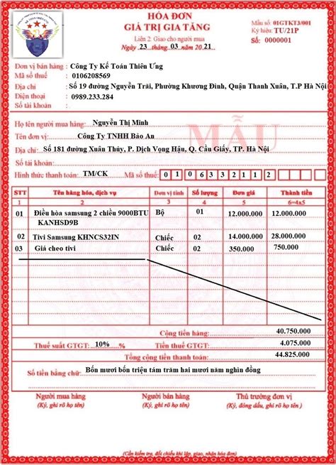 Cách viết hóa đơn dịch vụ