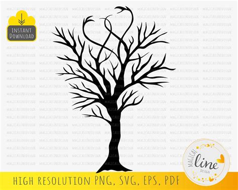 Bare Tree Svg Halloween Tree Svg Heart And Tree Eps Dead Tree Vector Love Tree Stencil