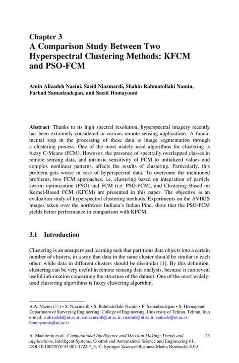 Pdf A Comparison Study Between Two Hyperspectral Clustering Methods