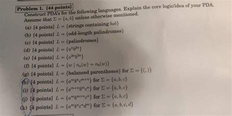 Solved Problem Points Construct PDA S For The Chegg Com