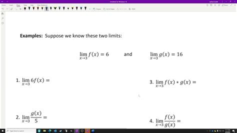 Basic Limit Properties Youtube