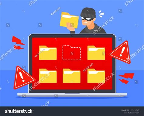hacker stealing document folder icon laptop stock vector royalty free
