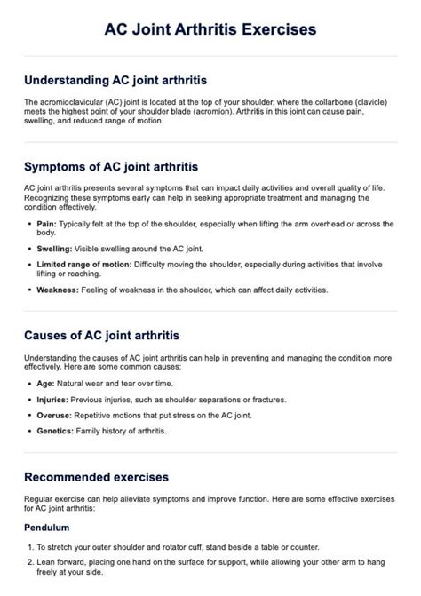 Ac Joint Arthritis Exercises Handout