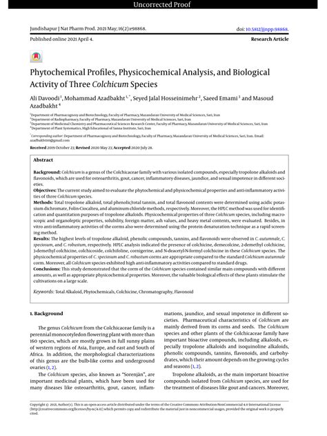 Pdf Phytochemical Profiles Physicochemical Analysis And Biological Activity Of Three
