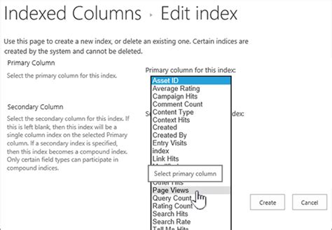 Add An Index To A List Or Library Column Microsoft Support
