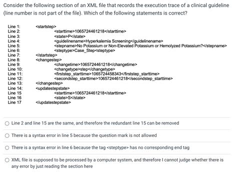 solved consider the following section of an xml file that