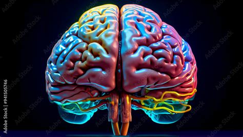Intricate 3d Vector Illustration Of The Human Brain Showcasing The Cerebral Cortexs Folds And