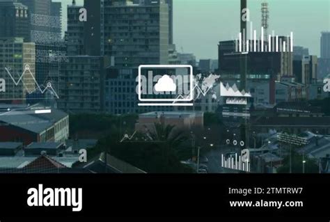 Animation Of Multiple Graphs Map Icons And Computer Language Over