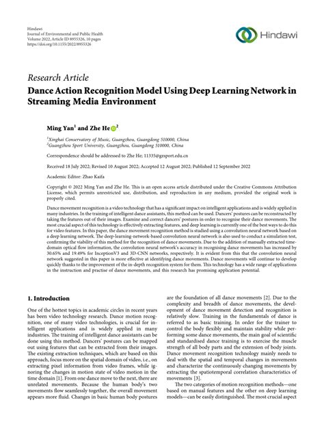 Pdf Dance Action Recognition Model Using Deep Learning Network In Streaming Media Environment