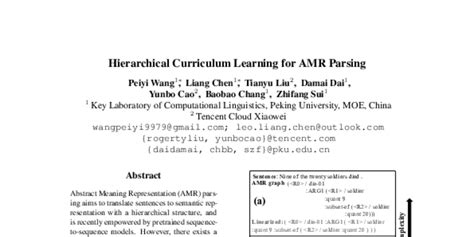 Hierarchical Curriculum Learning For Amr Parsing Acl Anthology