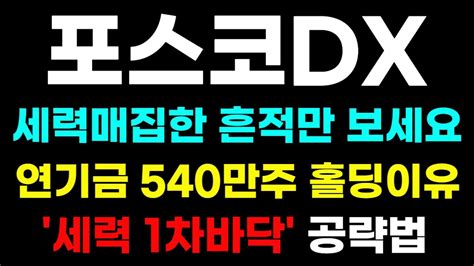 포스코dx 분석 연기금 540만주 쓸어담은 이유 세력타점 이렇게 공략 해보세요 11월 이 가격 중요합니다 포스코dx대응 포스코dx전망포스코dx주가 Youtube