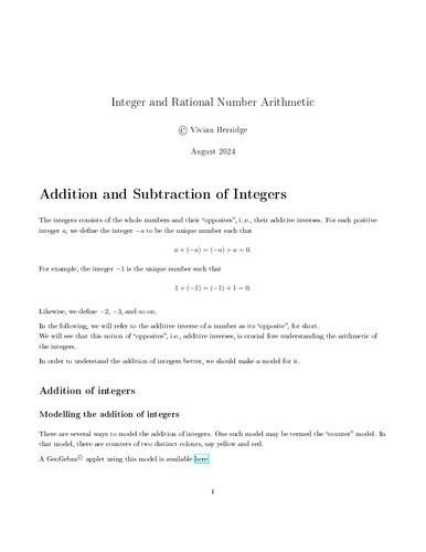 Integer And Rational Number Arithmetic Teaching Resources