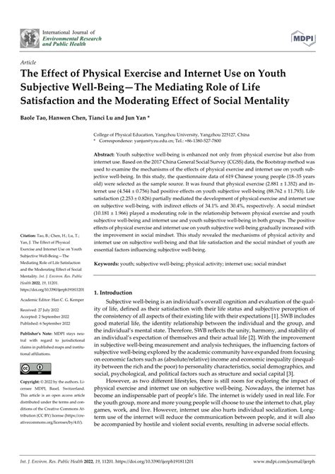 Pdf The Effect Of Physical Exercise And Internet Use On Youth Subjective Well Being—the