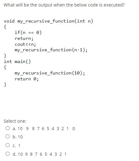Solved What Will Be The Output When The Below Code Is