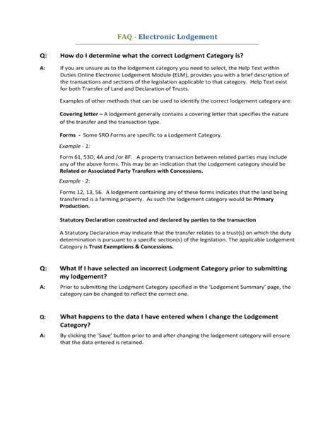 Electronic Lodgement FAQs MS Word