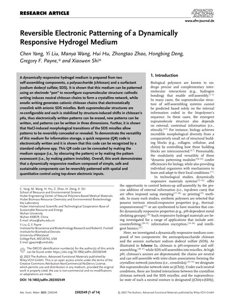 Pdf Reversible Electronic Patterning Of A Dynamically Responsive