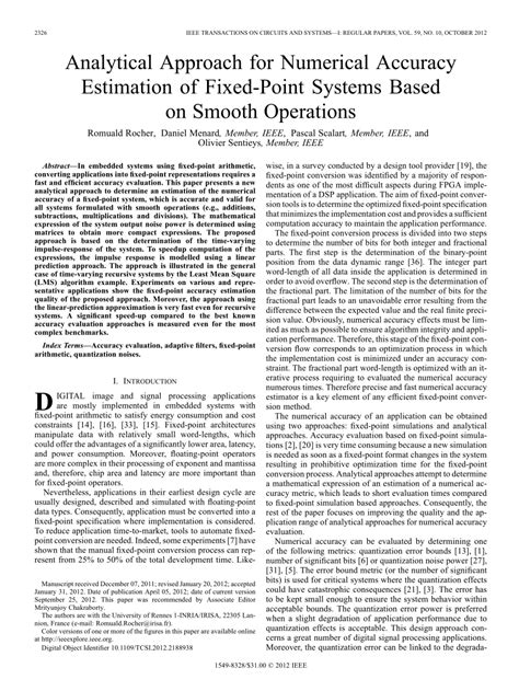Pdf Analytical Approach For Numerical Accuracy Estimation Of Fixed