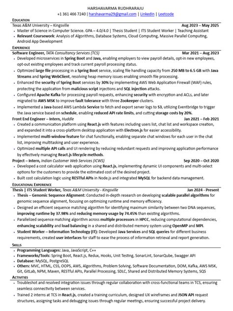 harsha resume pdf java programming language databases