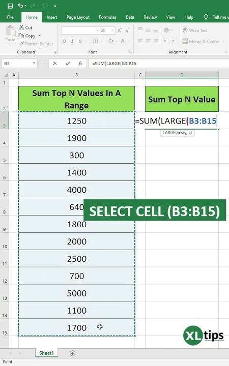 Sum Top N Values In A Range In Excel How To Calculate The Total Of The
