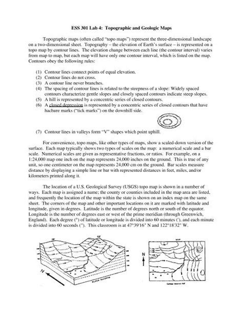 ESS 301 Lab 4 Topographic And Geologic Maps Topographic Maps