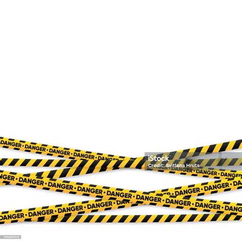 검은 색과 노란색의 줄무늬 이음매 없는 위험 경고 테이프 세트 위험 경찰 및 주의에 대한 추상적인 경고 라인 범죄 현장의 라인 아트 디자인 벡터 그림입니다 가장자리에 대한