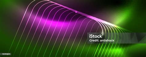 테크노 빛나는 배경 네온 빛 효과와 간단한 형태와 미래의 어두운 템플릿 벡터 0명에 대한 스톡 벡터 아트 및 기타 이미지 0명 간판 디자인 Istock