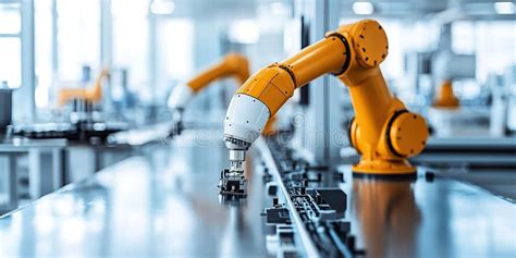Industrial Robot Arm Assembling Components In A Modern Manufacturing