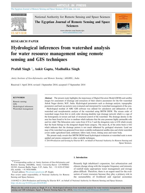 Pdf Hydrological Inferences From Watershed Analysis For Water