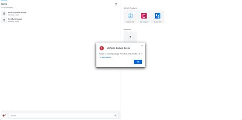 Uipath Robot Error Failed To Install Package Firstrunwithstudio10