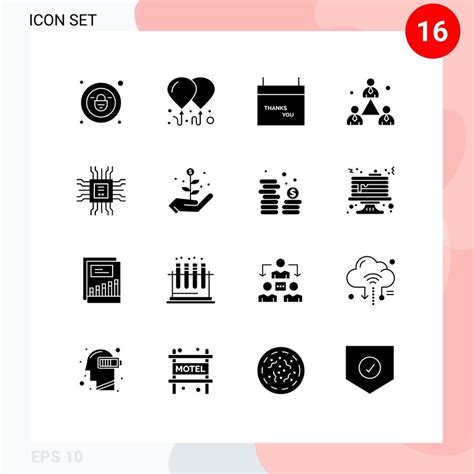 Set Of 16 Modern Ui Icons Symbols Signs For Technology Cpu Season Book Management Editable