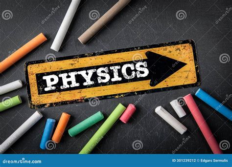 PHYSICS Direction Arrow With Text On A Dark Chalkboard Background Stock Photo Image Of