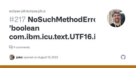 NoSuchMethodError Boolean Ibm Icu Text UTF IsSurrogate Int Issue Eclipse Jdt