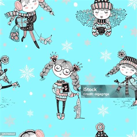 니트 모자를 쓰고 뜨거운 커피를 마시는 장갑을 끼고 귀여운 소녀 벡터 안녕하세요 겨울 12월에 대한 스톡 벡터 아트 및 기타 이미지 12월 겨울 겨울 스포츠 Istock