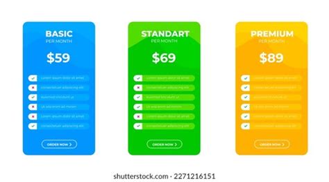 Ui Ux Pricing Design Tables Tariffs Stock Vector Royalty Free 2271216151 Shutterstock