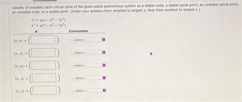 solved classify if possible each critical point of the