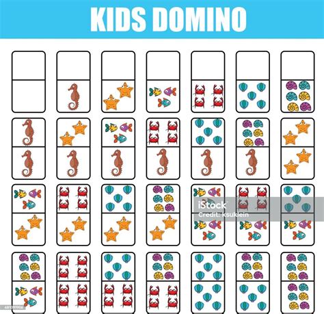 아이 들을 위한 도미노입니다 어린이 교육 게임 인쇄용 활동 보드 게임 도미노에 대한 스톡 벡터 아트 및 기타 이미지 도미노 아이 여가활동 게임 Istock