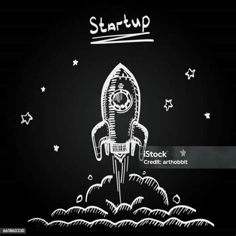 칠판 스케치 로켓 시작 크리 에이 티브 아이디어 벡터 일러스트 레이 션 로켓에 대한 스톡 벡터 아트 및 기타 이미지 로켓 스케치 미사일 Istock