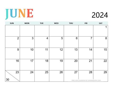 Monthly Calendar June 2024 Pdf Elyse Imogene