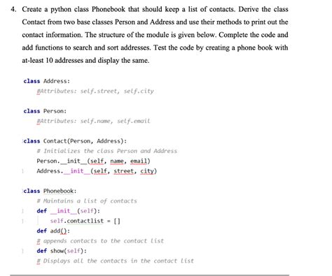 Solved Create A Python Class Phonebook That Should Keep A Chegg