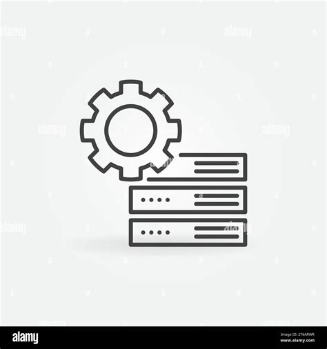 server with gear vector thin line concept icon or design element stock