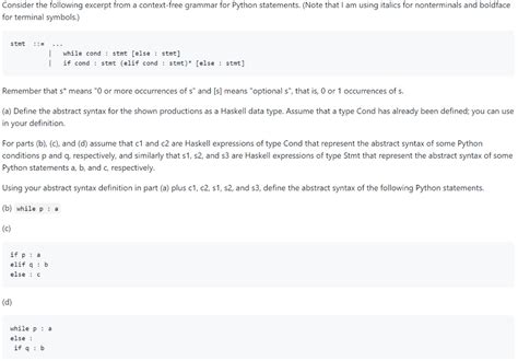 Consider The Following Excerpt From A Context Free Chegg Com