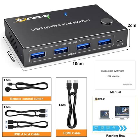 2 Port 4k60hz Hdmi Usb3 0 Kvm Switch Mit Edid Emulation Und Kabelfernbedienung Kceve Kc Kvm201a